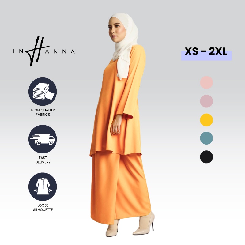 INHANNA BASIC Gulinear Women Crepe Modern Kurung Pahang | Shopee Malaysia