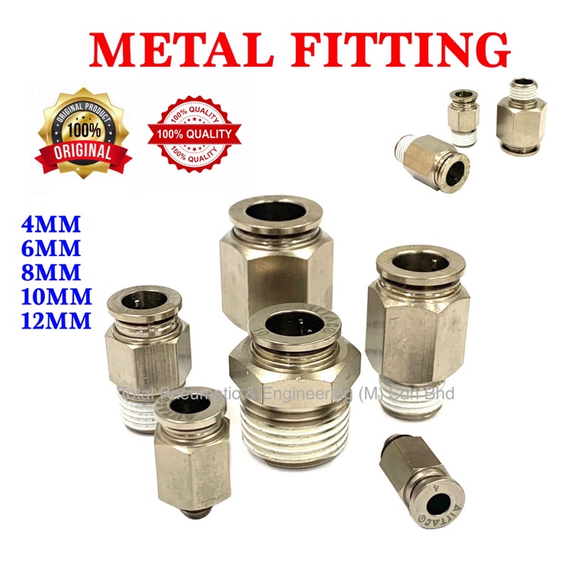 Metal Push In Fitting Series 4mm 6mm 8mm 10mm 12mm Pneumatic Push In ...