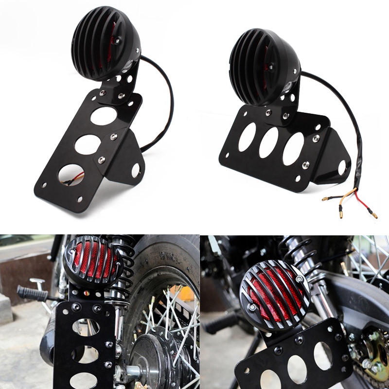 Universal 12V Motorcycle Side Mount Tail Light w/ License Number Plate ...