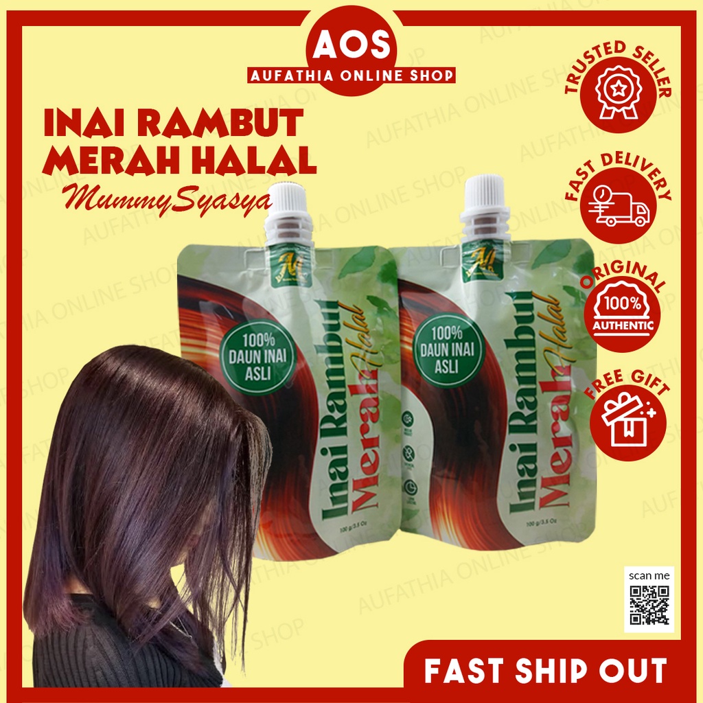 Inai Rambut Merah Halal Henna Hair Pewarna Rambut Sah Solat Daun Asli ...