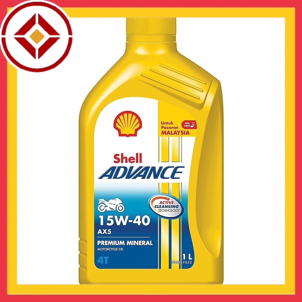 1L SHELL ADVANCE 4T AX5 15W40 PREMIUM MINERAL MOTORCYCLE OIL 15W-40 MINYAK MOTO ( SATU KOTAK 12 ...