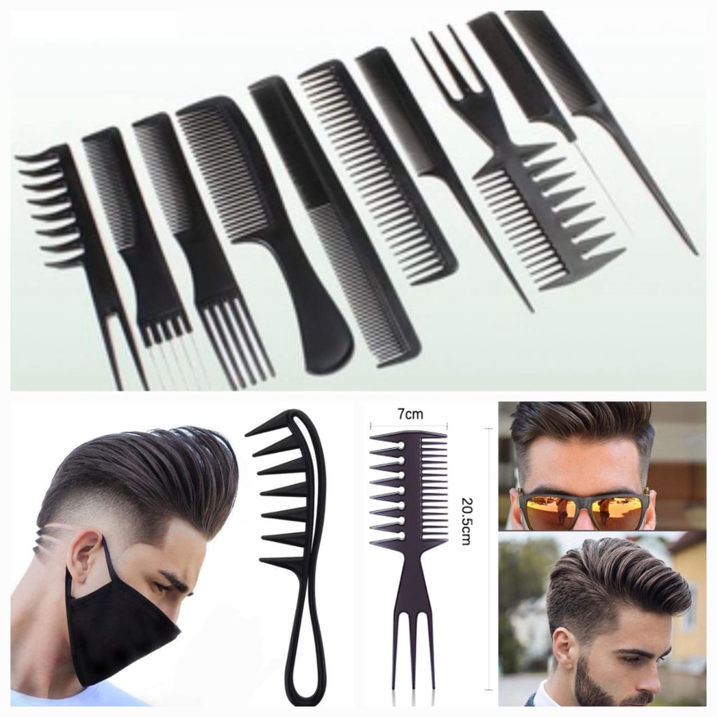 1pc, 10pcs/set Styling Comb Home Salon Barber Shop Wide Tooth Comb Kit ...