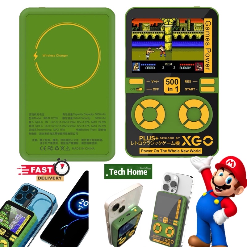 (22.W) MAGNETIC Wireless Charge Power Bank with 500++games console ...