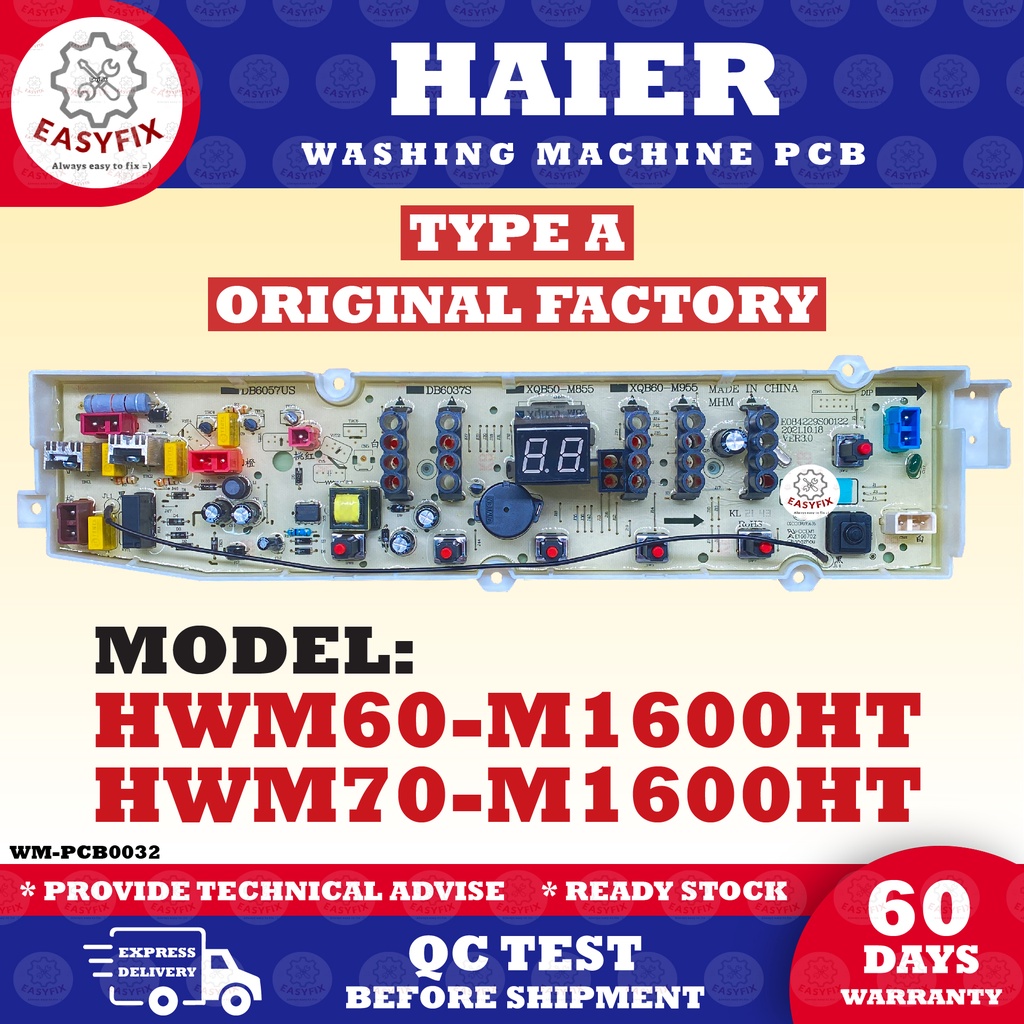 (ORIGINAL) HWM60-M1600HT / HWM70-M1600HT HAIER WASHING MACHINE PCB ...