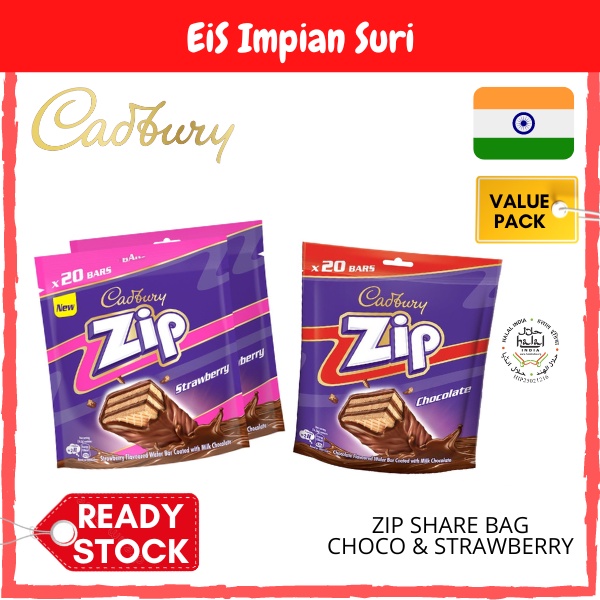 (Ready Stock!!) Cadbury Zip Chocolate/Strawberry Wafer 160G/162G Coklat ...