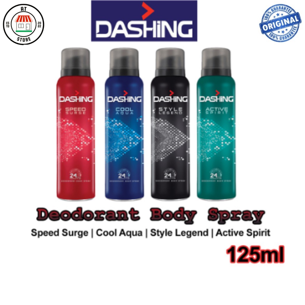 DASHING SPRAY 125ML DEODORANT BODY SPEED SURGE COOL AQUA ACTIVE SPIRIT ...
