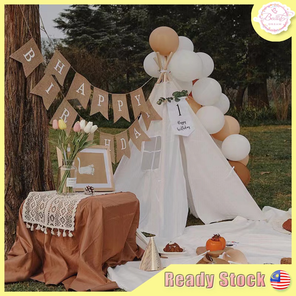 ⚡️Stock⚡️Baby Portable Canva Tipi Triangle Fold Teepee Kids Room Deco ...