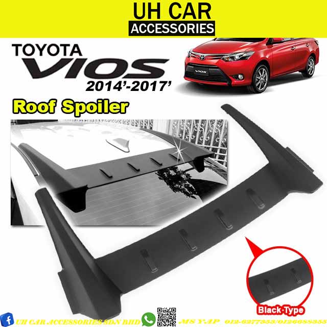 TOYOTA VIOS 2014-2017 ROOF SPOILER RER TOP GLASS SHARK FIN SPOILER WING ...