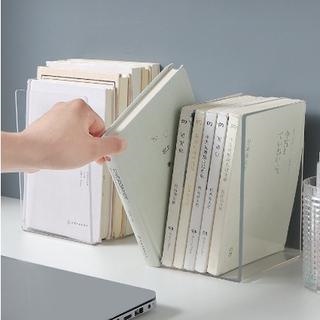 SALES! 2pcs Transparent Acrylic Bookends Stand Bookshelf Desktop ...