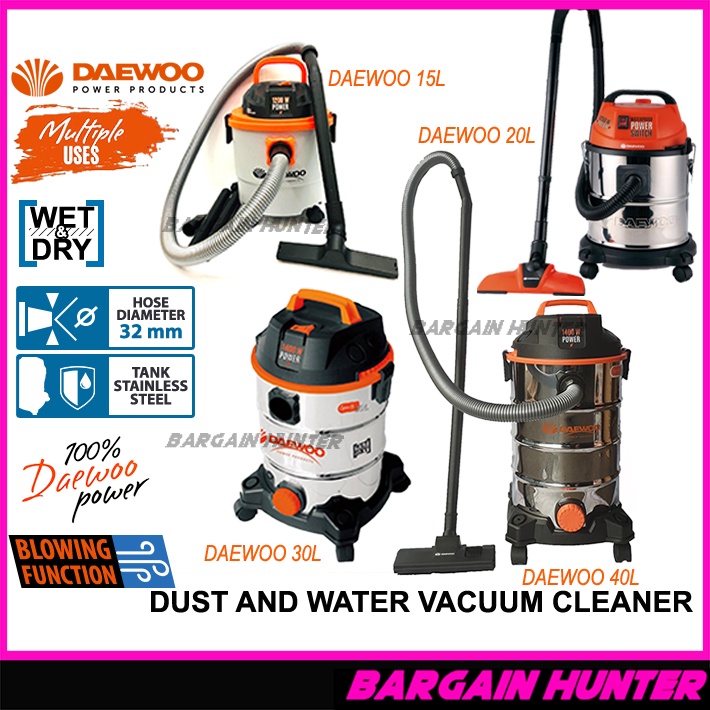 DAEWOO VACUUM CLEANER 15L 20L 30L 40L WET AND DRY 1200W 15L 1250W 20L ...