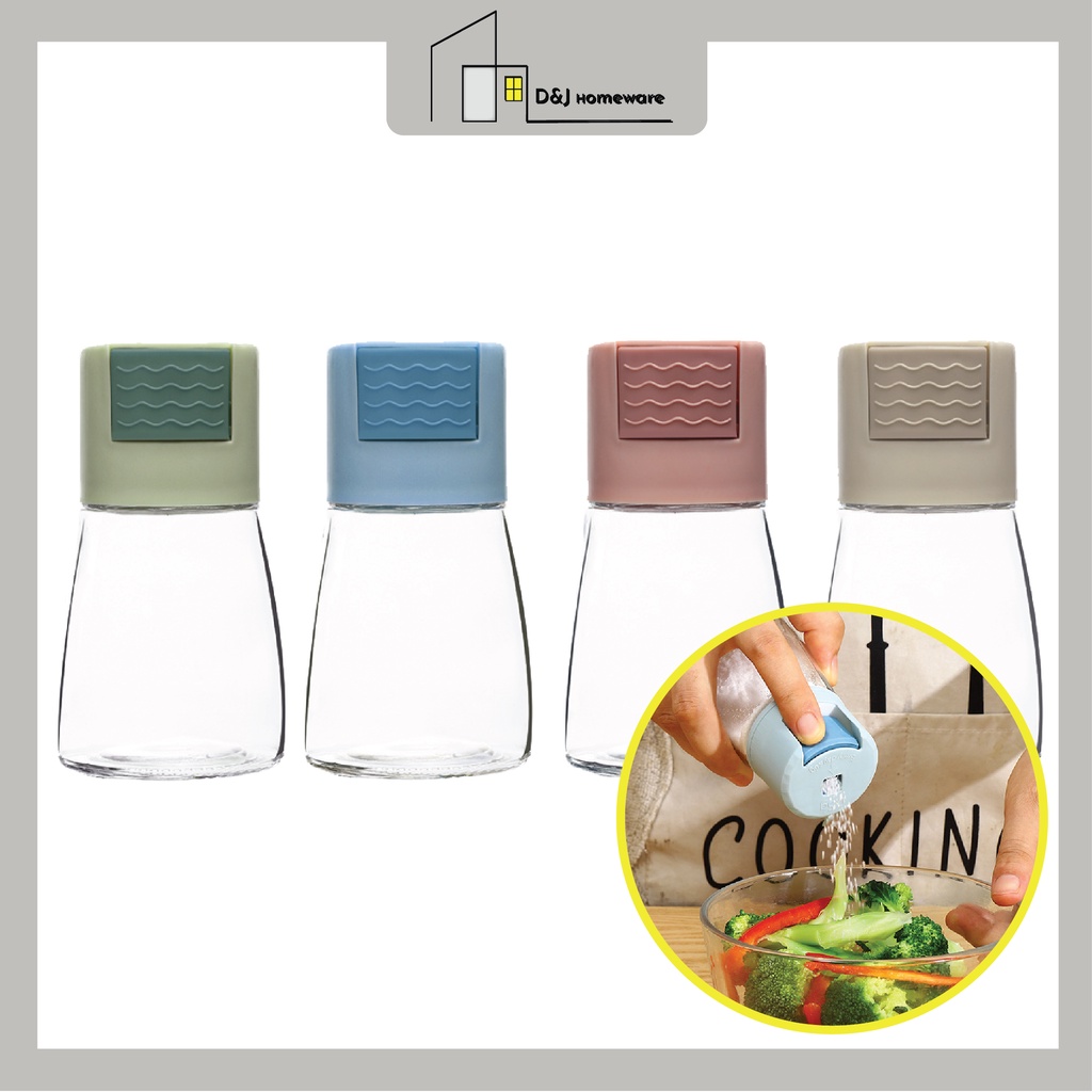 Glass Salt Bottle 180ml / Press Spice Pepper Seasoning Container ...