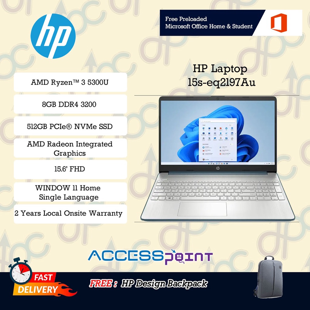 HP Laptop 15s-eq2196au (Pale Gold) | 15s-eq2197au (Natural Silver) AMD ...