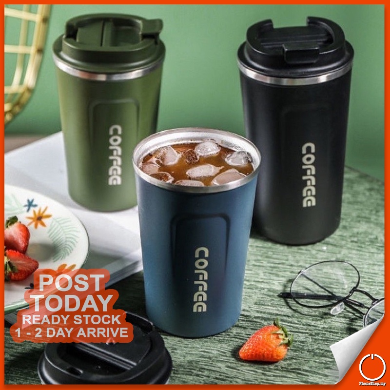 𝟑𝟖𝟎𝐌𝐋 / 𝟓𝟏𝟎𝐌𝐋 SUS 304 Stainless Steel Insulated Coffee Cup Portable ...