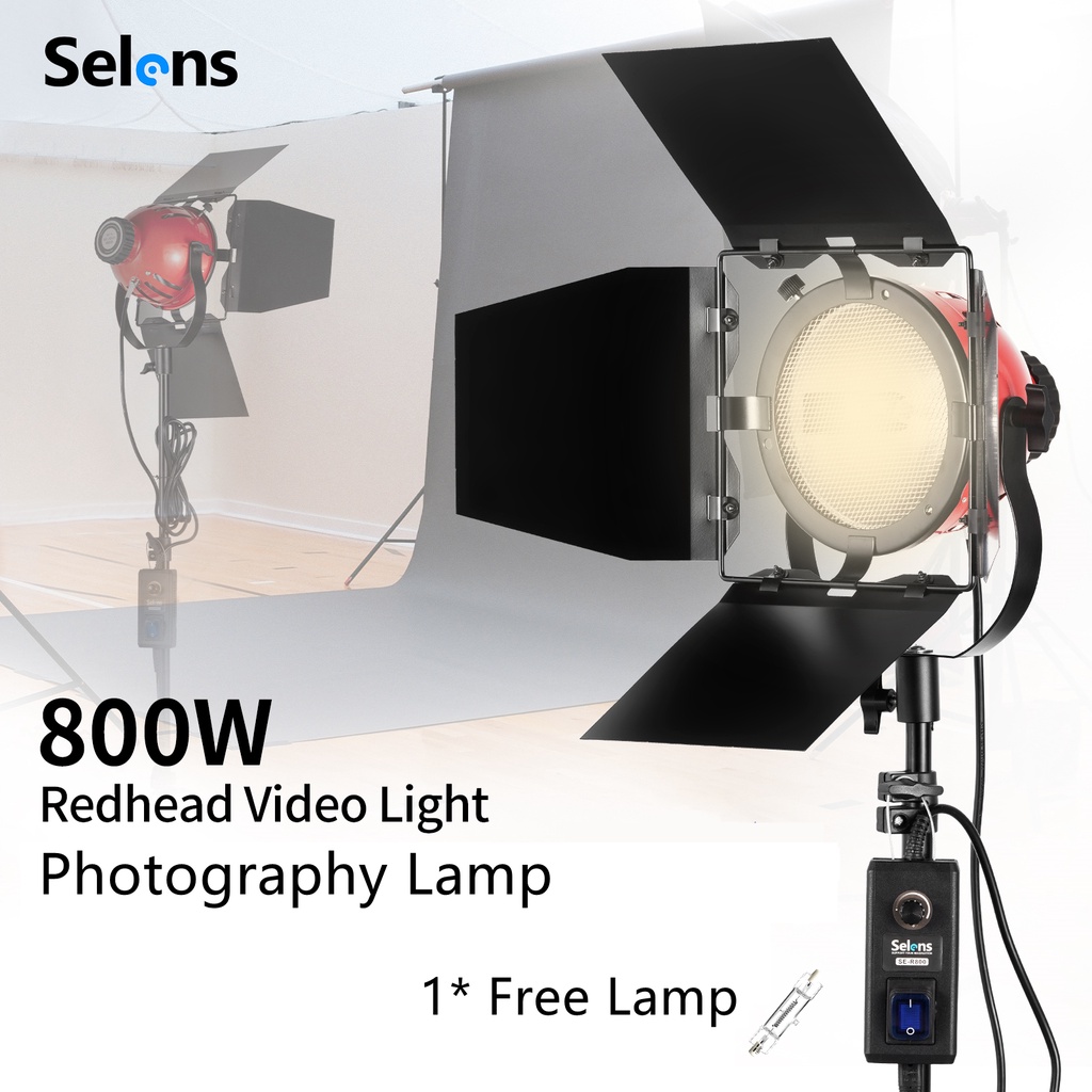 Selens 800W 3200K Dimmable Photo Studio Continuous Red Head Light with ...
