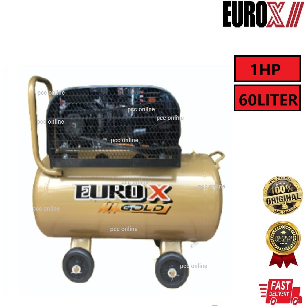 EuroX EAX-1060 Belt Driven Air Compressor /Compressor Angin /Pam Angin 1HP 60 Liter 8Bar ...