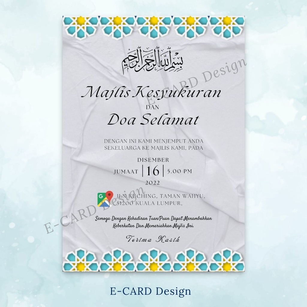 ECARD Kad Tahlil Majlis Kesyukuran Card Invitation Kad Jemputan Digital ...