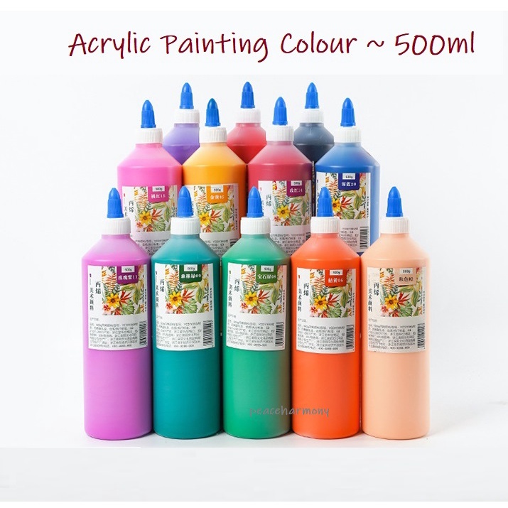 [500ml per Bottle] Acrylic Painting Colour / Acrylic Paint | Shopee ...