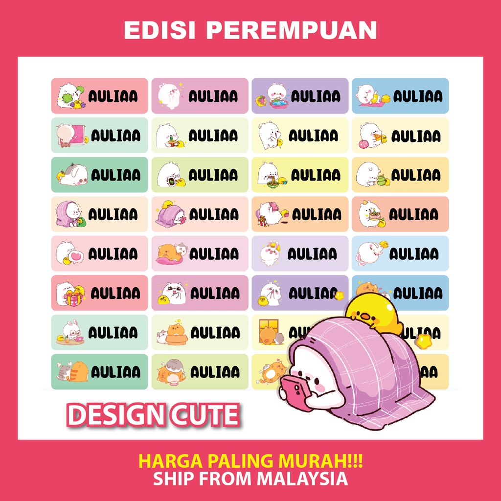 Sticker Custom Nama Kartun/Colorful/Cartoon Name Sticker | Shopee Malaysia
