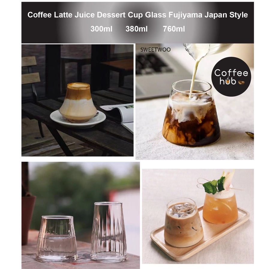 (READY STOCK)Coffee Latte Juice Wine Drink Clear Tempered Glass Cup ...