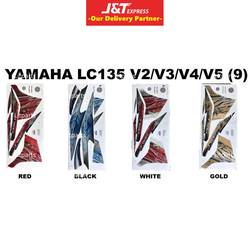 LC135 V2 V3 V4 V5 V6 (9) Body Sticker Stripe Red / Black / White / Gold ...