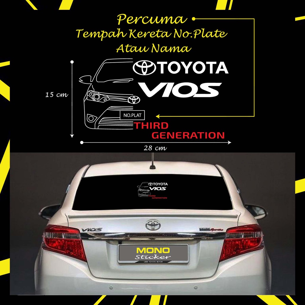 TOYOTA VIOS THIRD GENERATION STIKER CERMIN KERETA / K14 | Shopee Malaysia