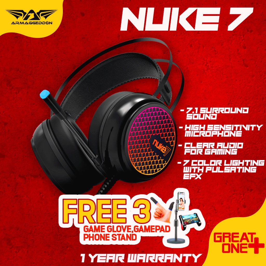 Armaggeddon Nuke 7 Stereo Gaming Headphones with Mic | 7.1 Surrond ...