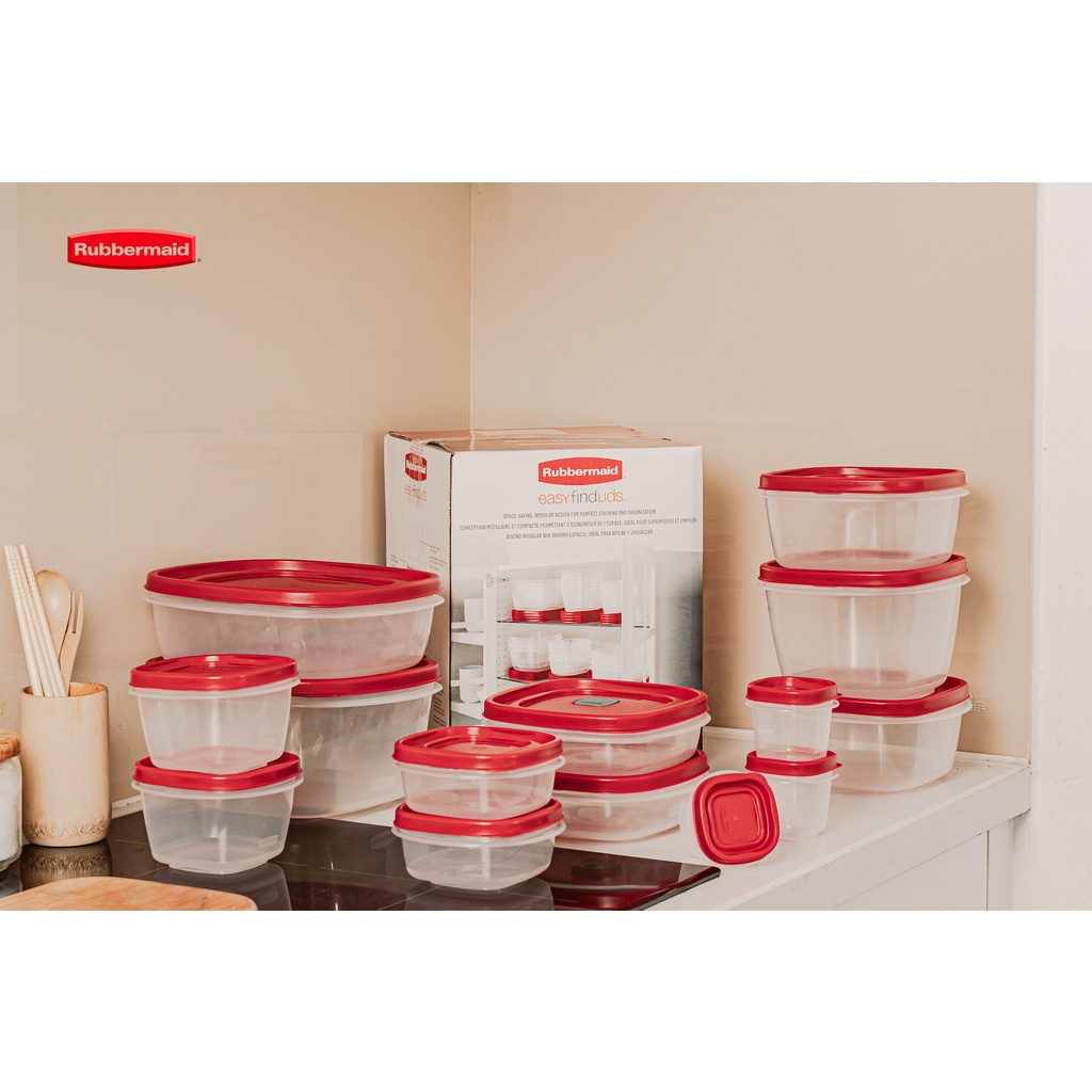 Rubbermaid USA red lid plastic food container set with vent (14 ...