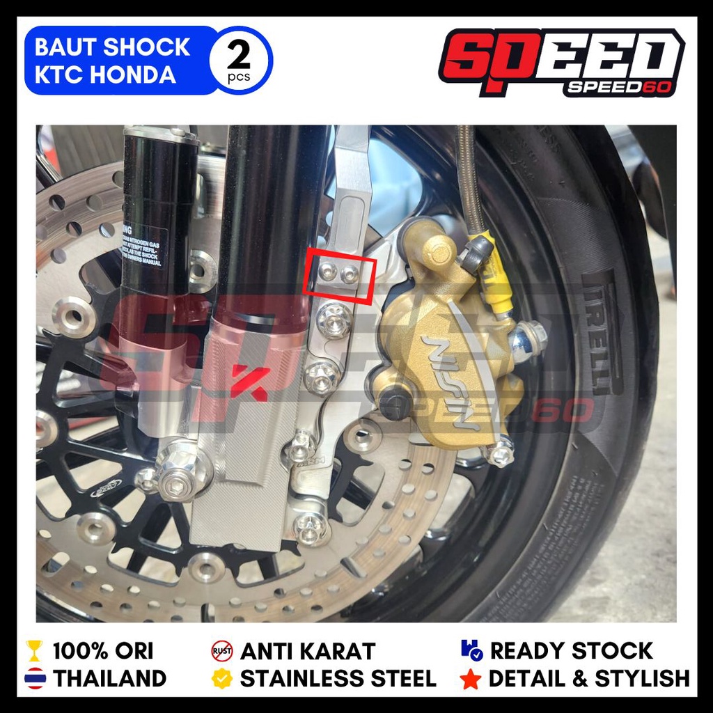 Ktc Honda Beat Vario PCX ADV Genio Shock Tube Bolts 2pc Stainless King Nut Thailand | Shopee ...