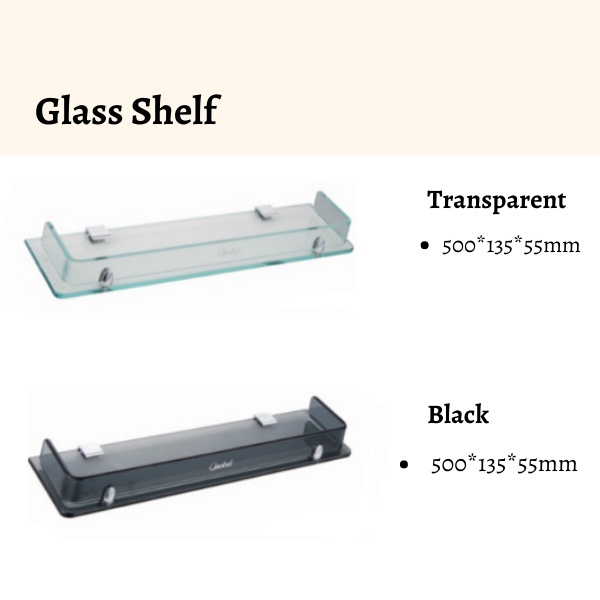 Transparent/ Black Glass Shelf Black For Bathroom Use 1 Layer | Shopee ...