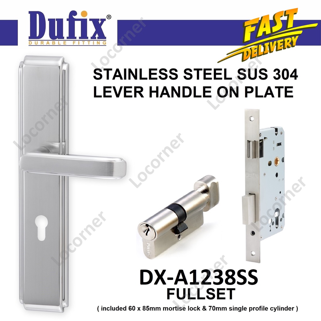 DUFIX Stainless Steel Lever Handle on Plate + Mortise 60 x 85mm + Dufix ...