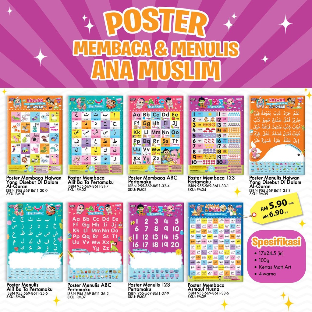 ANA MUSLIM : POSTER PENDIDIKAN ASAS MEMBACA,MENULIS,MENGIRA UNTUK ANAK ...