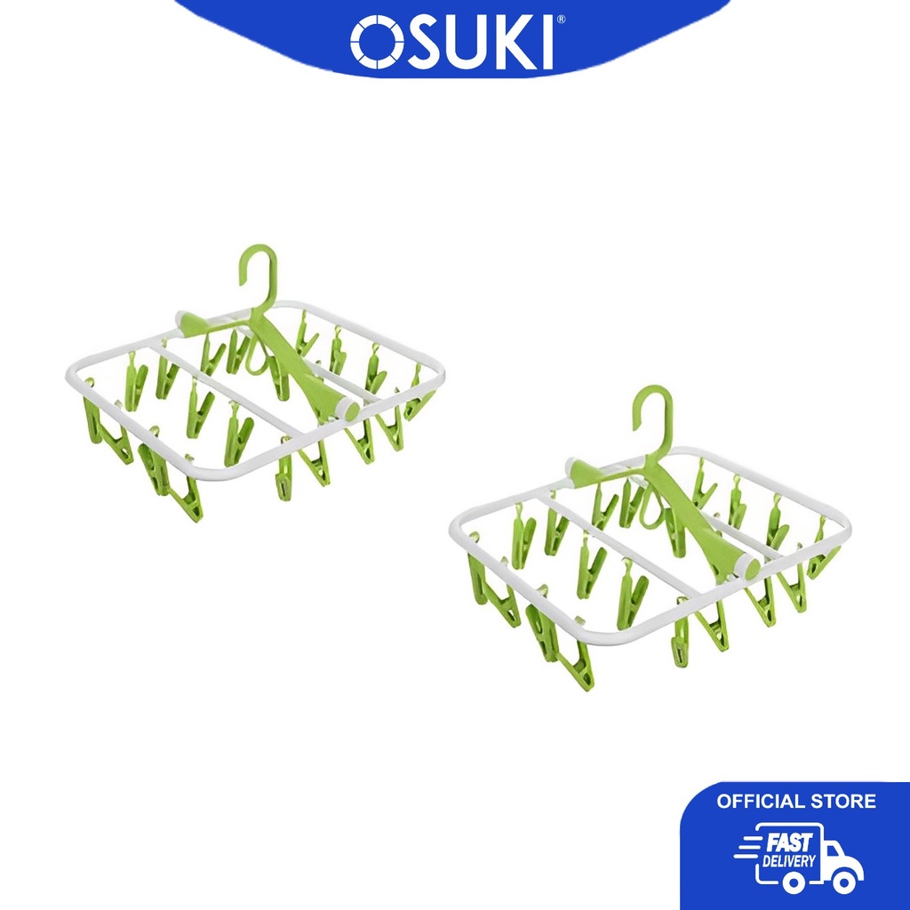 OSUKI Portable Folding Clothes Drying Rack - Green (2 Pcs) | Shopee ...