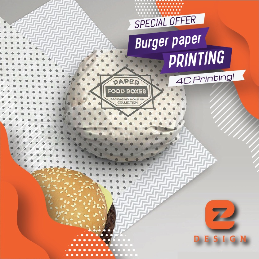 Custom Burger paper wrap / food grade paper / pastry paper / oil paper ...