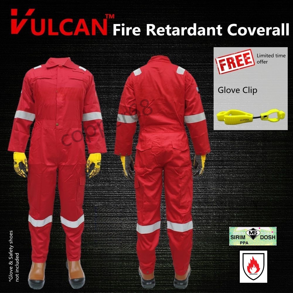 VULCAN SIRIM DOSH Approved Red Colour Fire Retardant Coverall | FRC ...