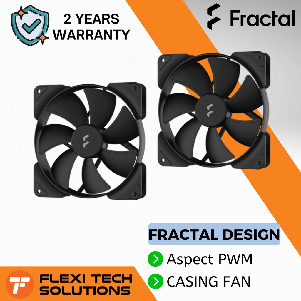 Flexi Tech FRACTAL DESIGN Aspect 14 / 12 PWM Black Case Fan | Shopee ...
