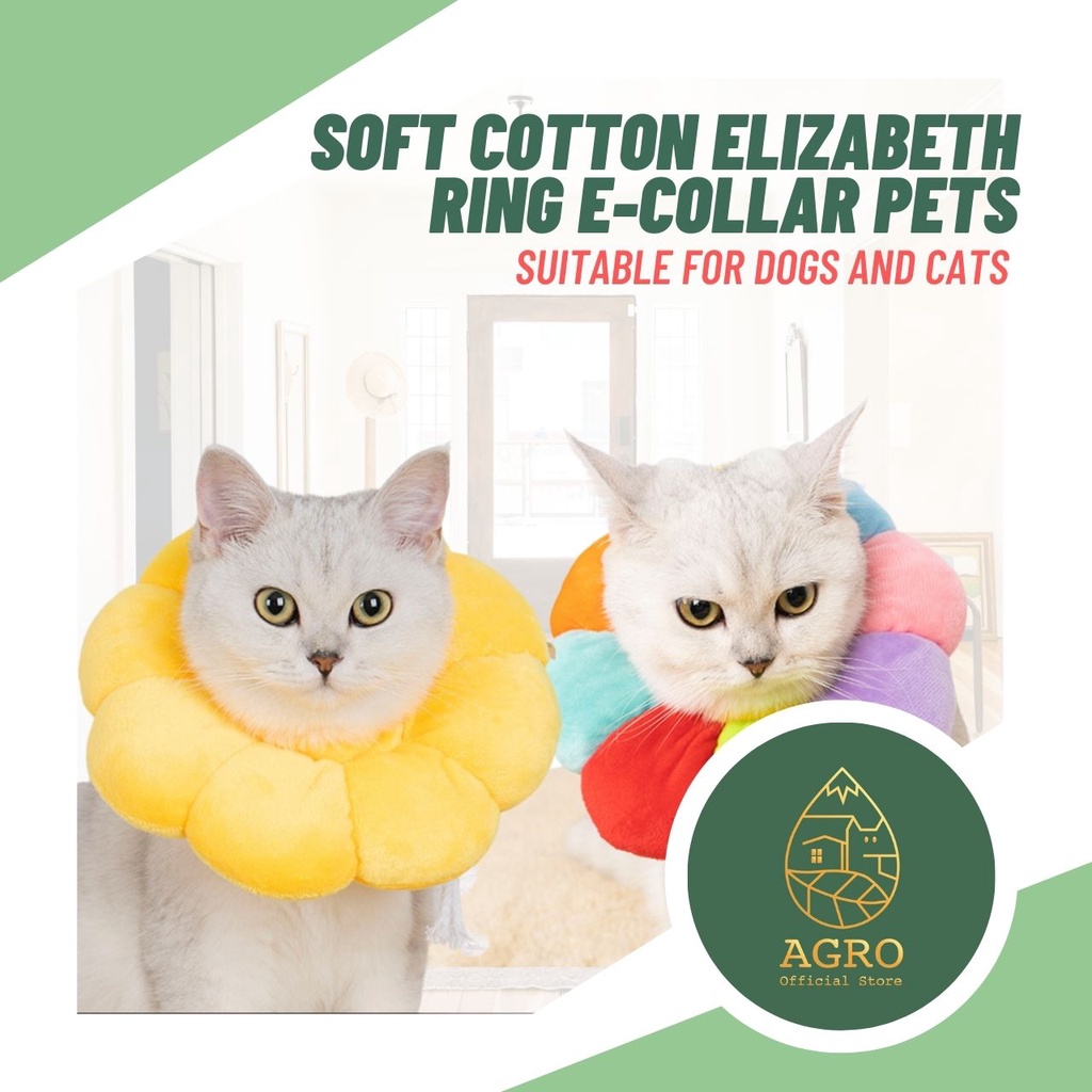 Pet Cat Dog Soft Cotton Elizabeth Ring E-collar Cute Pattern Donut Anti ...