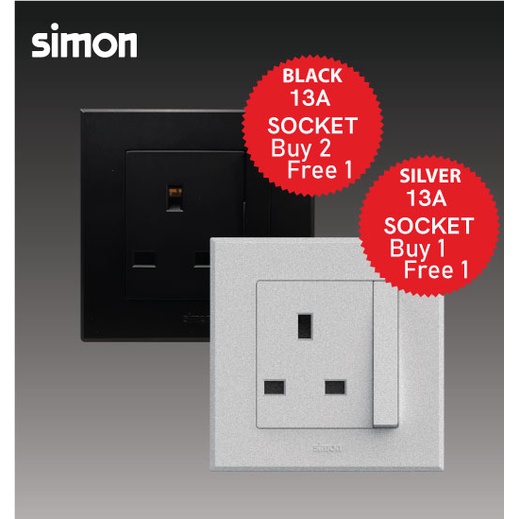 Simon E3 Series 13A Switches Sockets (Silver color) Promotion (BUY 1 ...