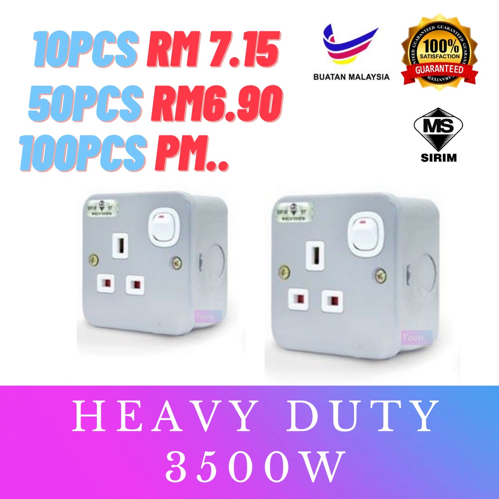 13AMP Metal Socket 15A Metal Clad Switched Socket BESI DOUBLE SWITCH ...