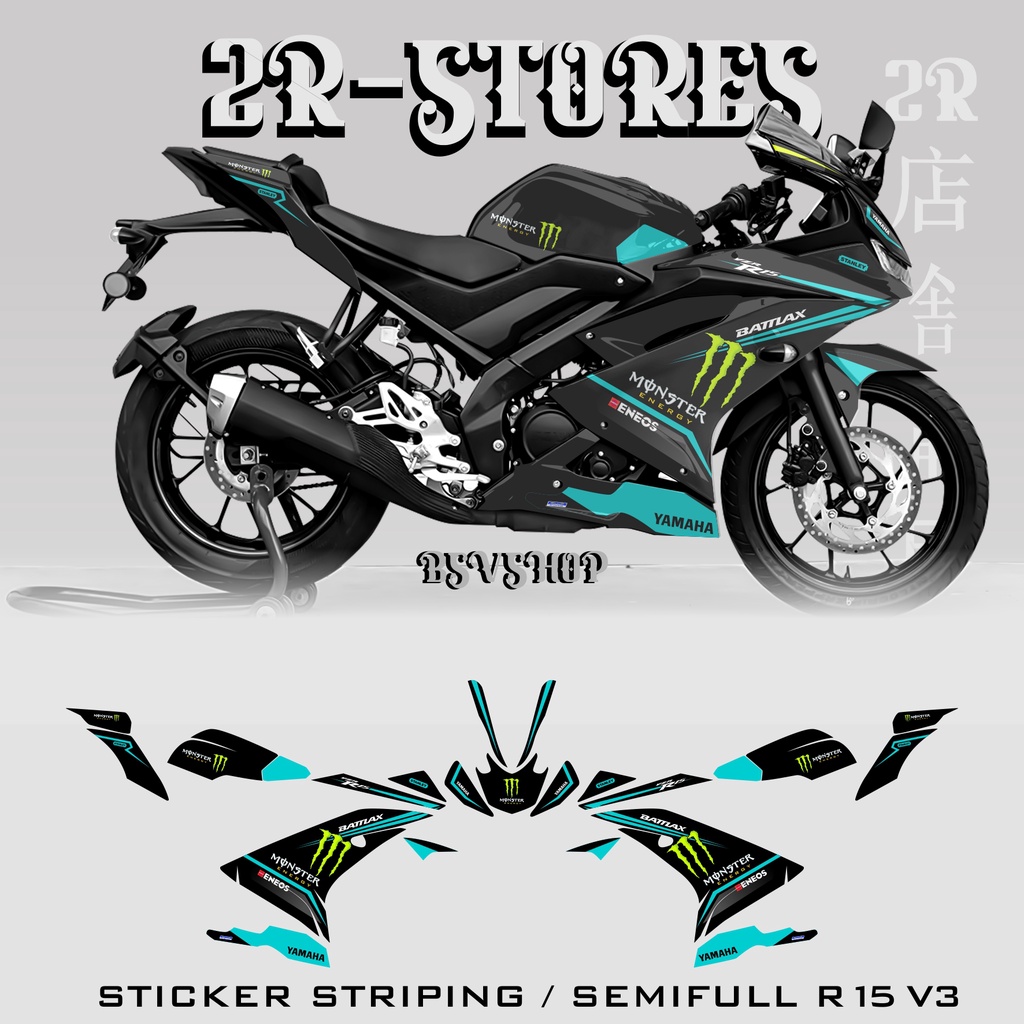 Yamaha r15 v3 sticker variation graphic striping semi full body r15 v3 ...