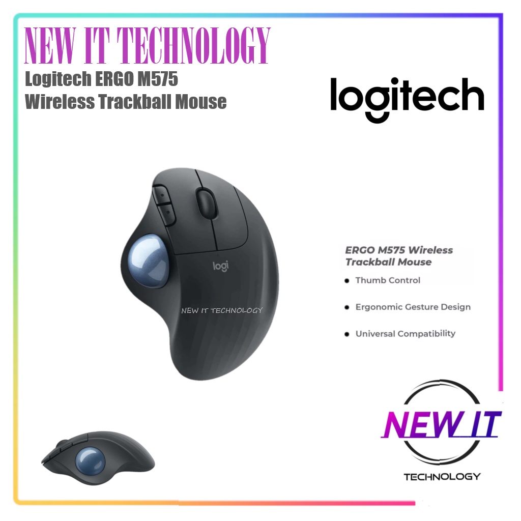 Logitech ERGO M575 Wireless Trackball Mouse-Thumb Control, 24 Month ...