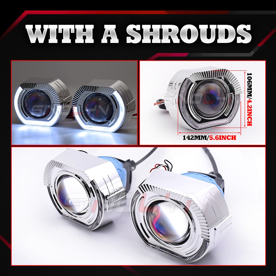 2 PCS 3 Inch Bi LED Blue Projector Lens For Hella 3R G5 Headlight H4 H7 H1 9005 9006 Hi Low Beam ...