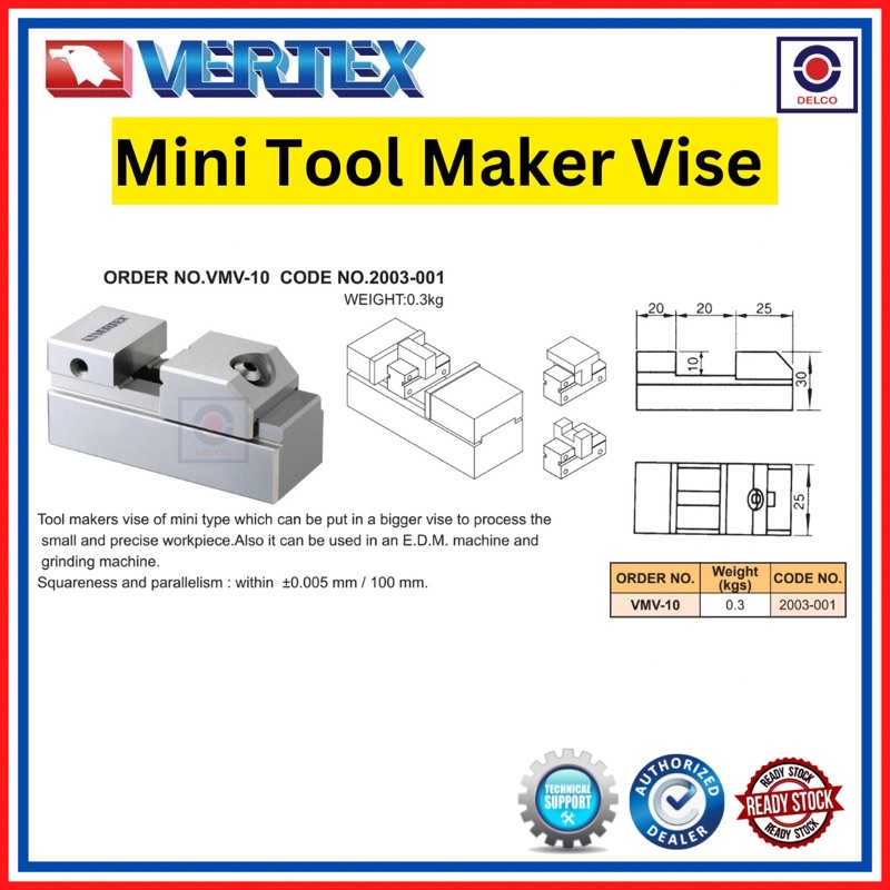 VERTEX TAIWAN VMV-10 vmv10 Mini Tool Makers Vise for EDM grinding ...