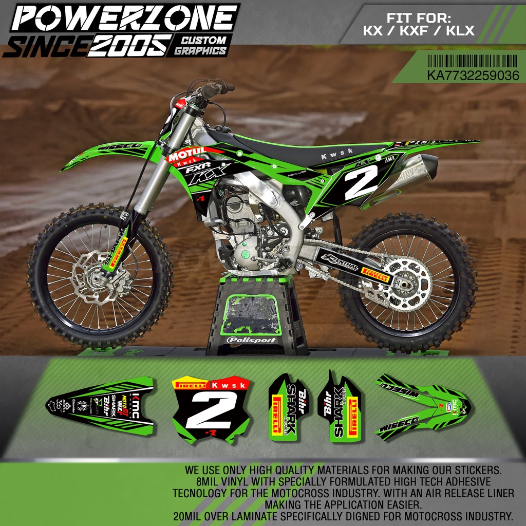 PowerZone Custom Team Graphics Decals 3M Stickers Kit For Kawasaki ...