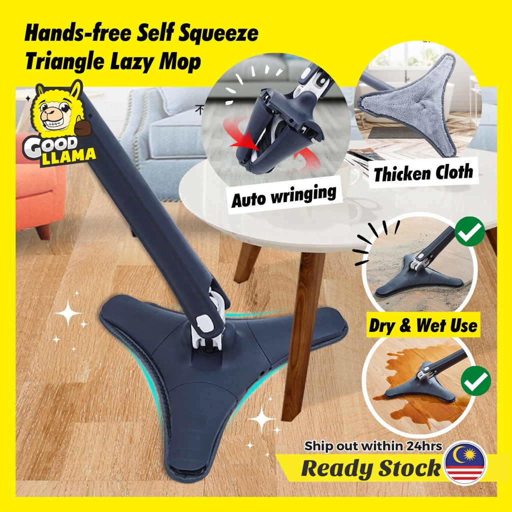 Triangle Self Wringing Push Pull Lazy Mop Hands Free Squeeze Easy ...