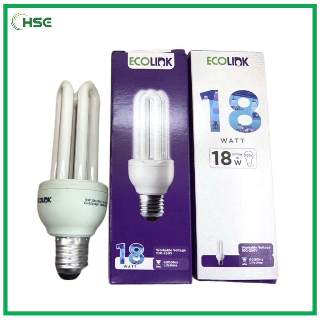 ECOLINK 18W E27 Essential Compact Fluorescent Bulb Cool Daylight 220 ...