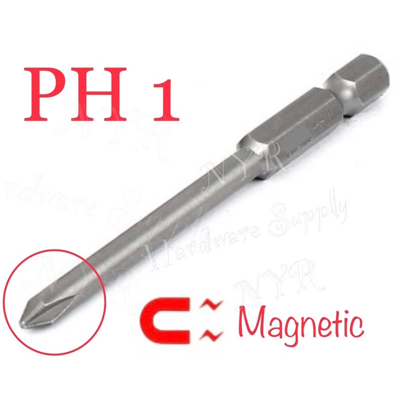 Screw Driver Bit PH1 x 75MM x 1/4" Shank Screw Driver Bit (+) Philips ...