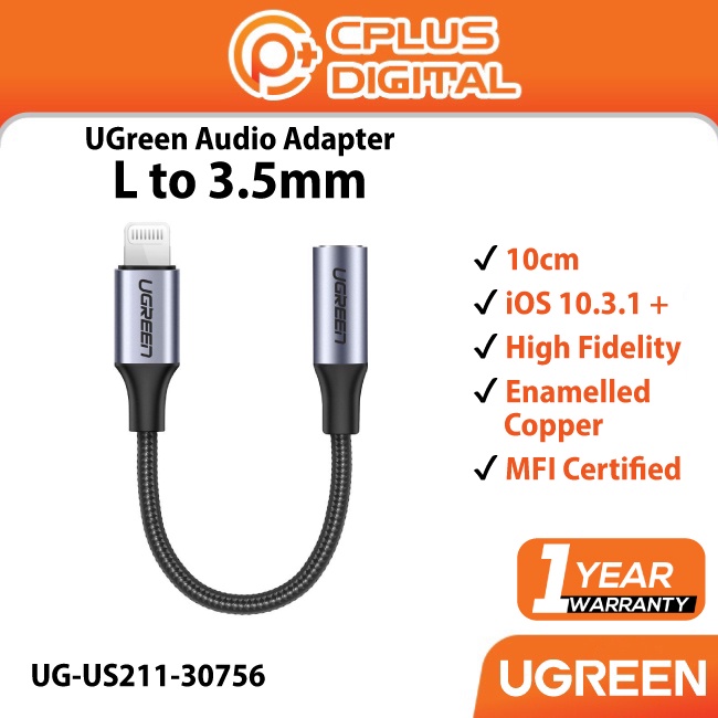 UGreen Type C to 3.5mm Audio Adapter Cable Converter Aluminium Shell ...