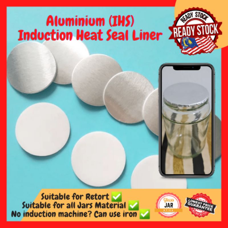 [20pcs/50pcs/100pcs] 63mm Aluminium Induction Heat Seal Liner Glass Jar ...