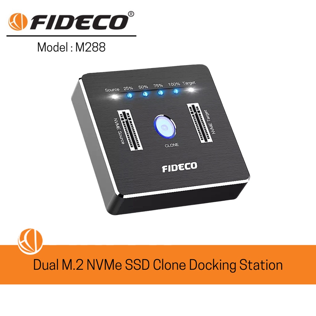 FIDECO M288 Dual M.2 NVME SSD Clone Docking Station | Shopee Malaysia