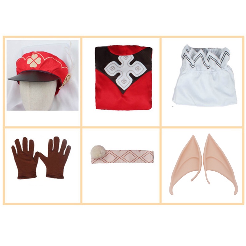Genshin Impact Klee Cosplay Costumes Wigs Backpack Loli Elven Ears ...